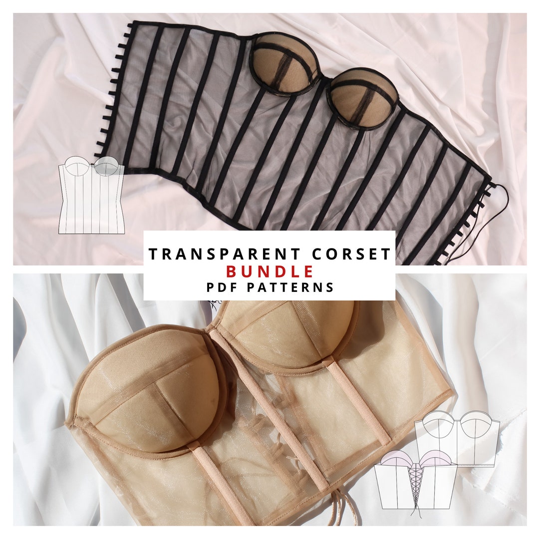 Bundle Sheer Corset Pdf Sewing Pattern, Corset Top Pattern, Bustier Top ...