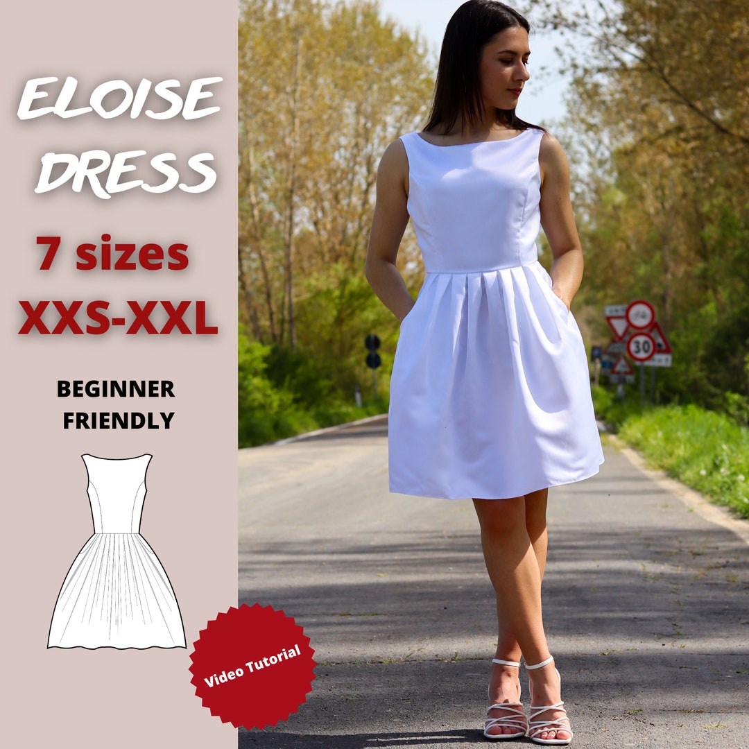 Easy Short Elegant Summer Dress Sewing Pattern, Dress With Pockets ...