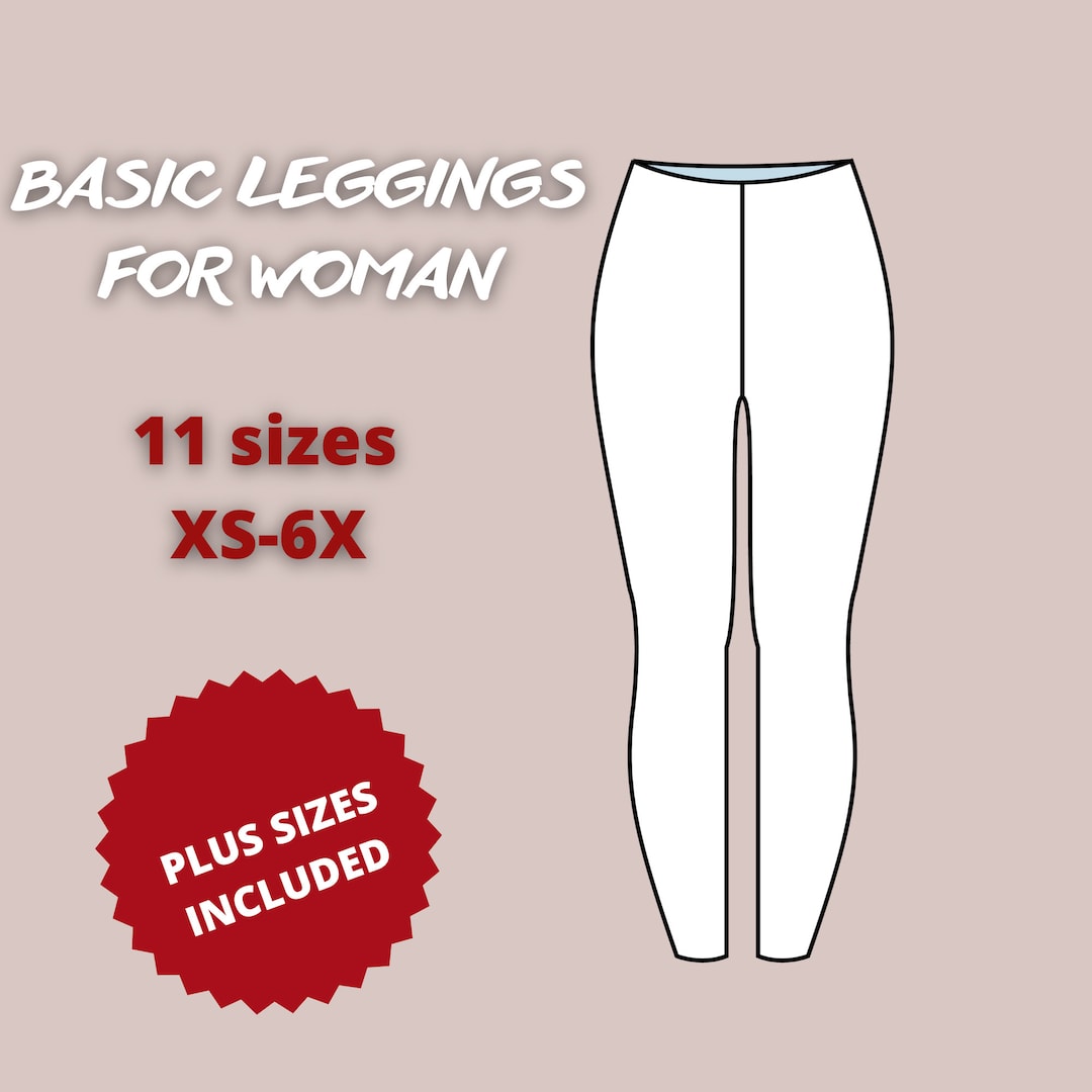 Basic Leggings Pdf Sewing Pattern for Woman XS-6X, PLUS SIZE Basic ...