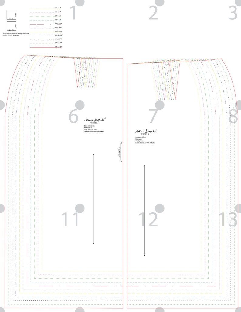 Basic Skirt Block Sloper Pdf Pattern Graded Sizes US 2-22 // - Etsy