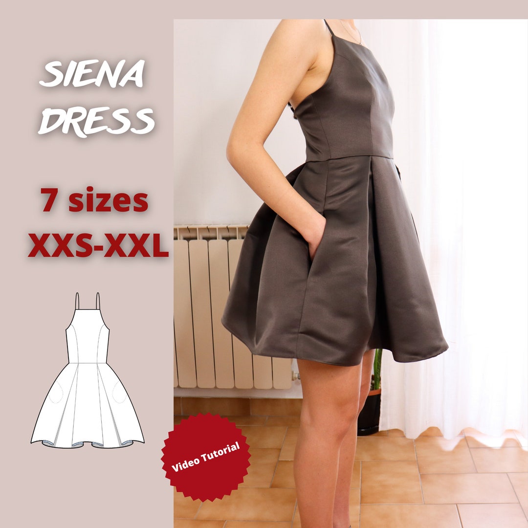 Short Spaghetti Straps Dress With Pockets Sewing Pattern, Evening ...