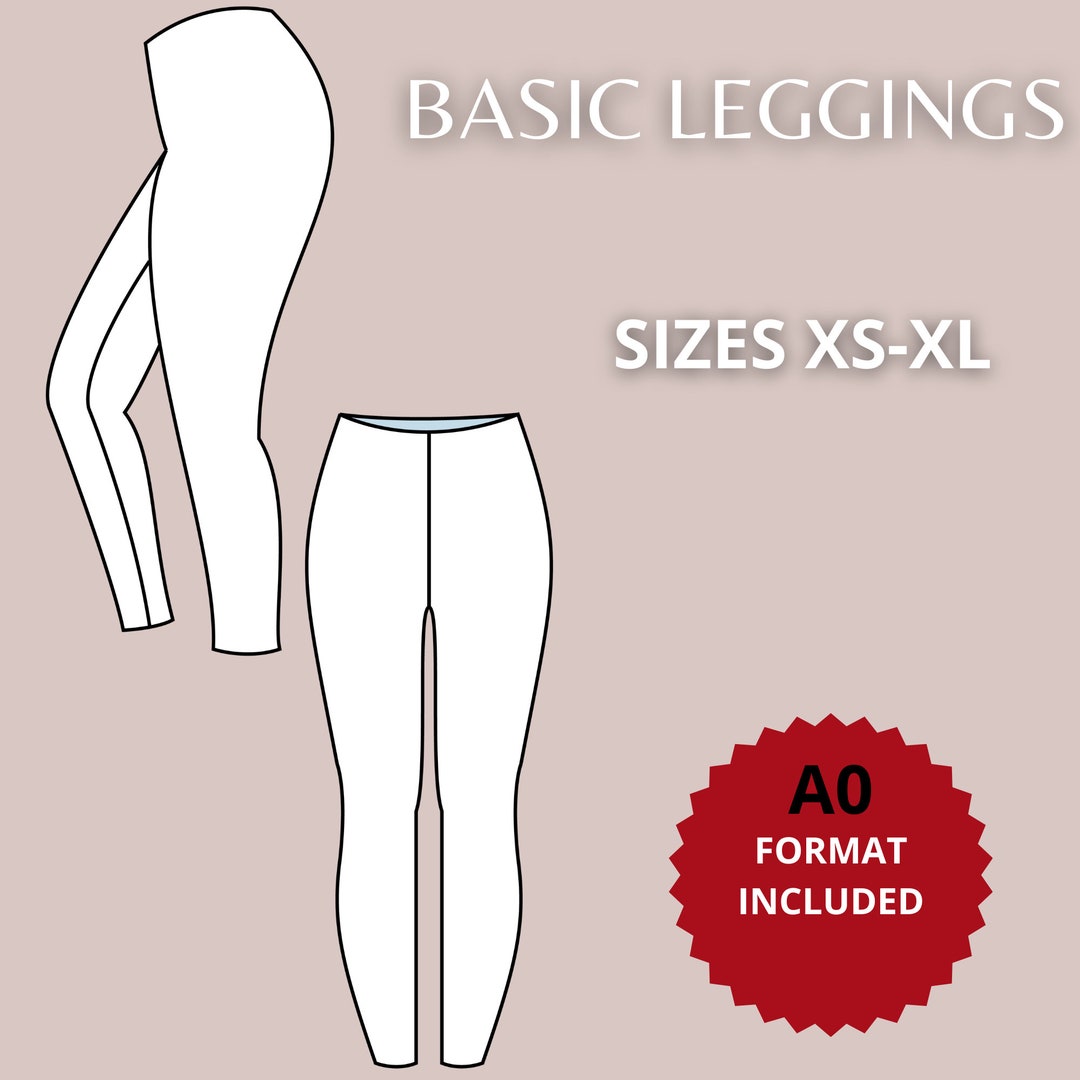 Basic Leggings Pattern for Woman XS-XL, Basic Pants Sewing Pattern ...