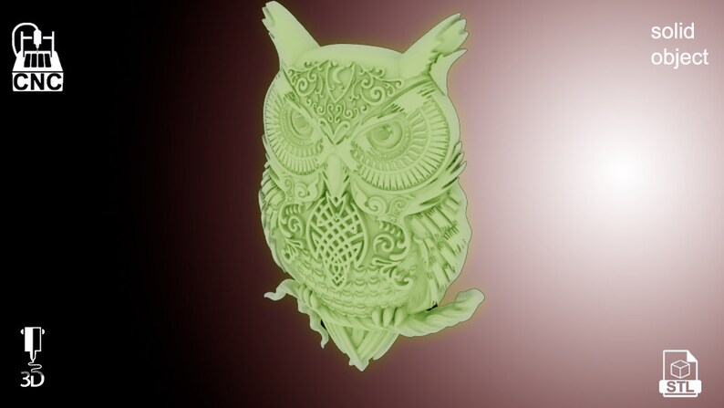 Owl_pattern Plaque - 3D STL Files for CNC - Etsy