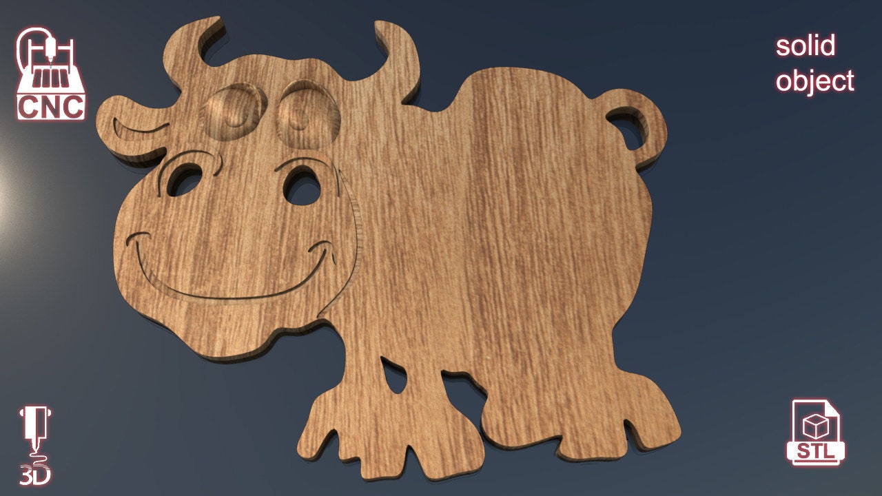 Cow Pattern Cutting Board or Chopping Board - CNC Files for Wood Anf 3D ...