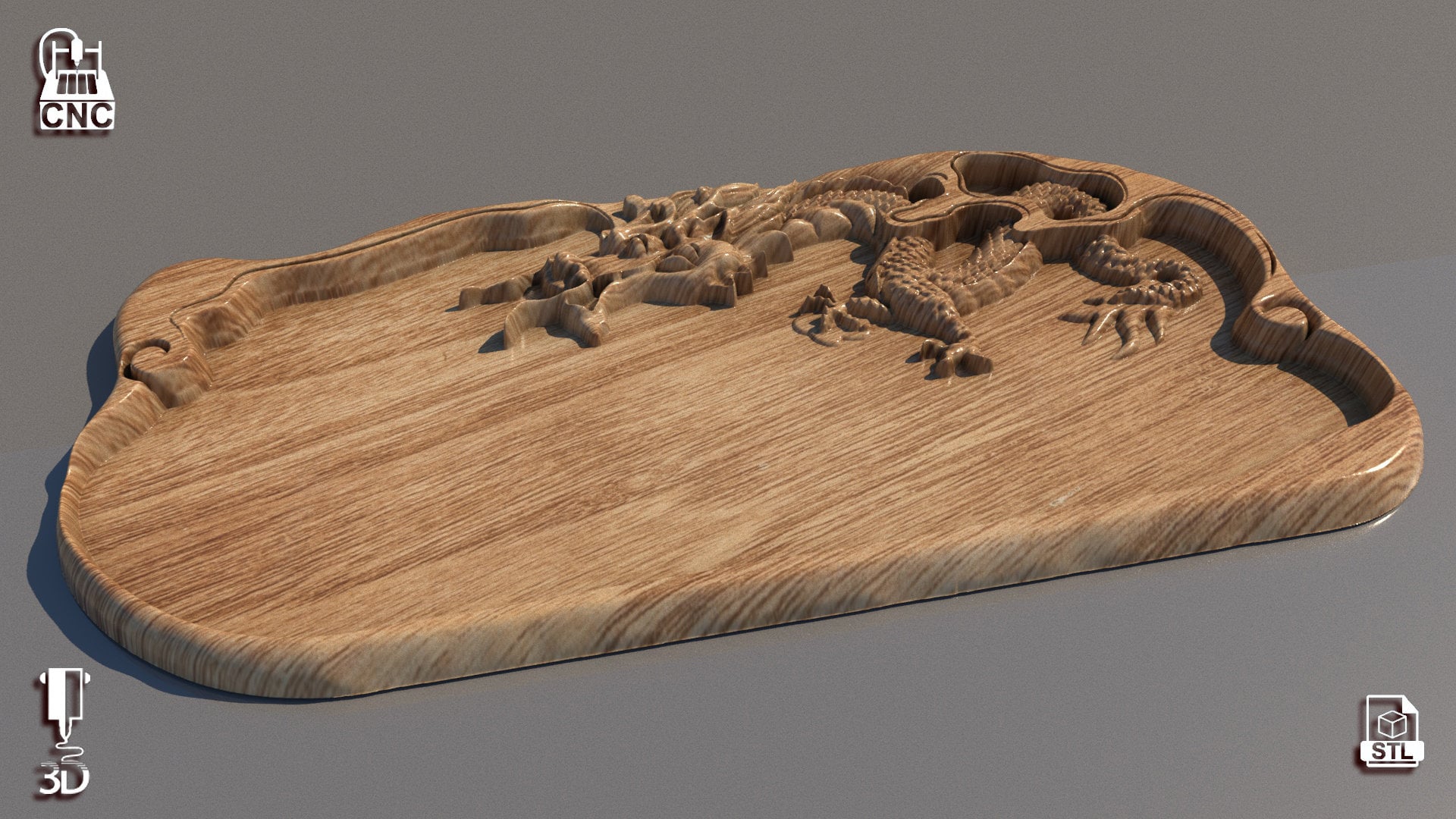 Dragon Woode Tea Tray 3D STL Model for CNC 3d Stl Model for 3dprinter ...