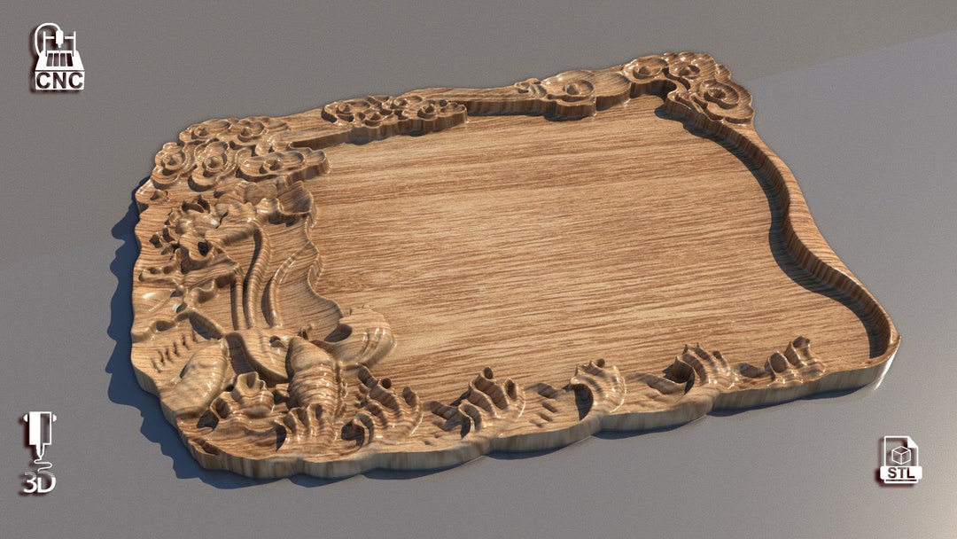 Tea Tray Lotus File Stl 3D Model for CNC and 3d Printer - Etsy