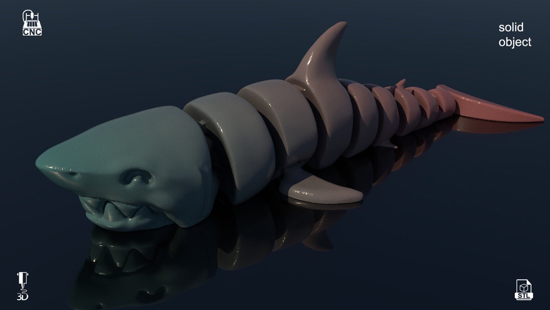 Flexible Reinforced_shark Digital .toy Flexi Print STL File for ...