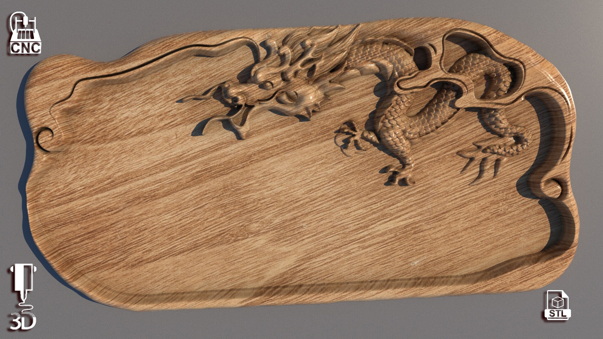 Dragon Woode Tea Tray 3D STL Model for CNC 3d Stl Model for 3dprinter ...