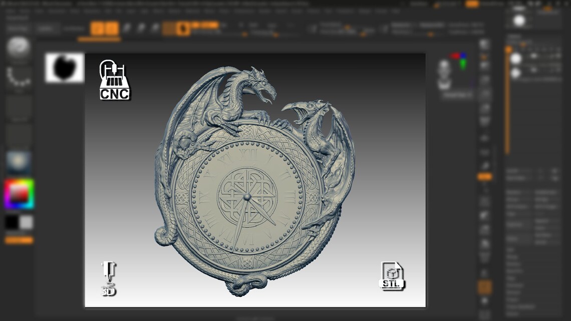 Two Dragons Clock CNC Router Engraver, Artcam, Aspire, CNC Files, Wood ...