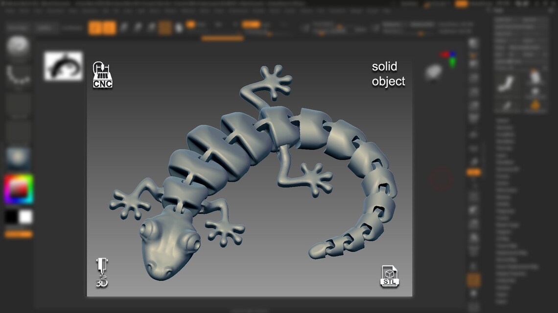 Flexible Lizard Digital .toy Flexi Print STL File for 3dprinting ...