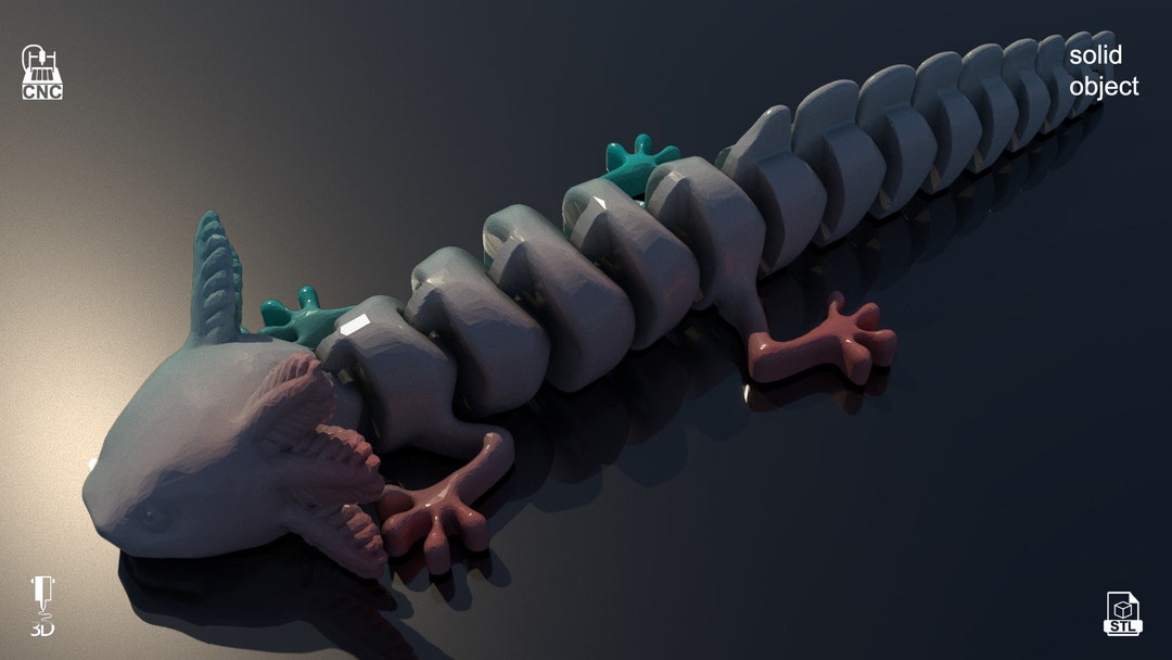 Flexible Axolotl Digital .toy Flexi Print STL File for 3dprinting ...