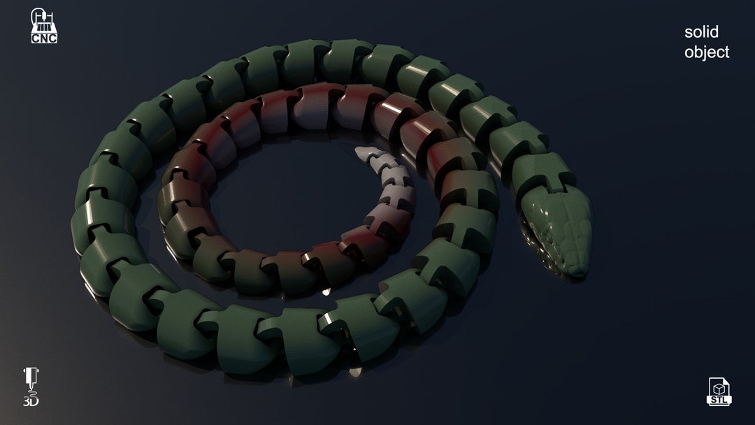 Flexible Snake Digital .toy Flexi Print STL File for 3dprinting ...