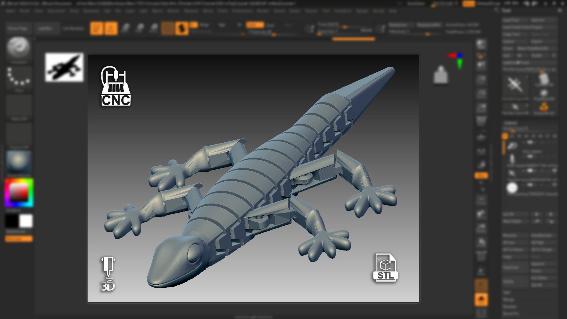 Flexible Lizard Digital .toy Flexi Print STL File for 3dprinting ...