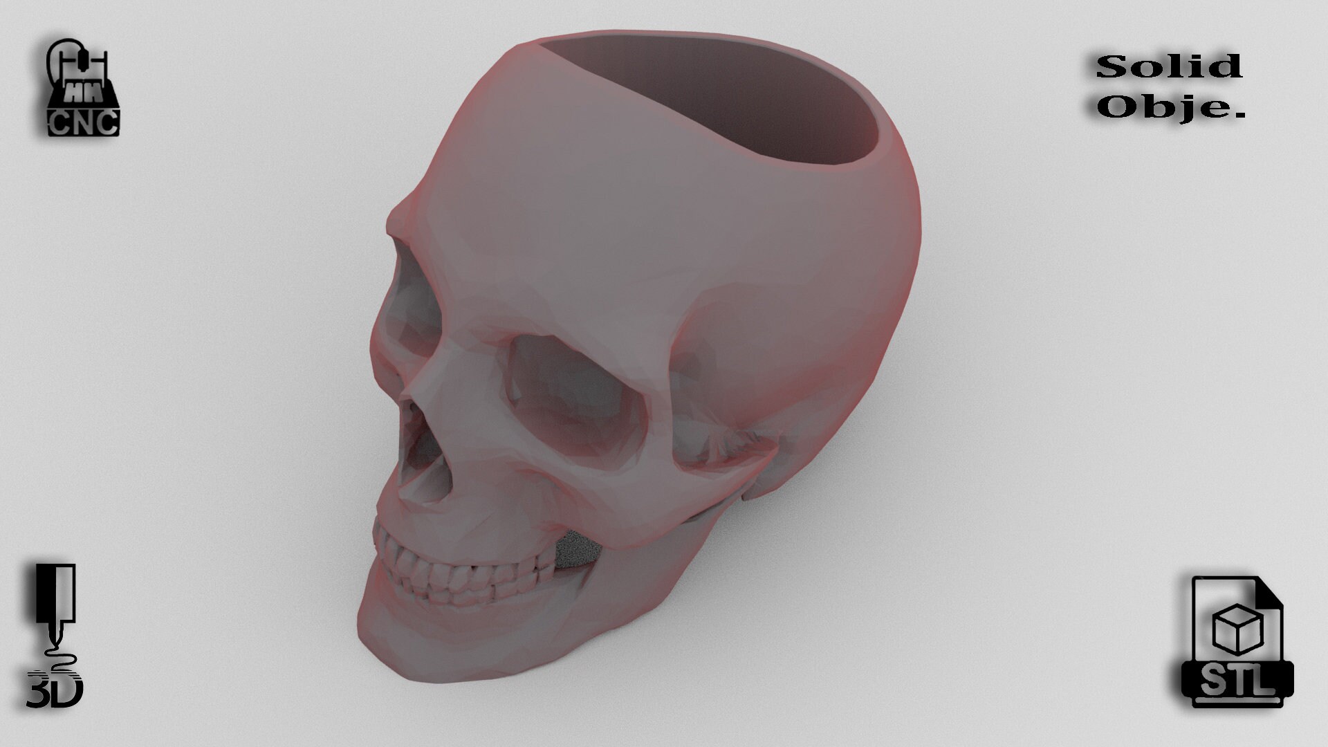 Skull Plant Pot ,planter,pot,file Stl, 3D Model for CNC and 3d Printer ...