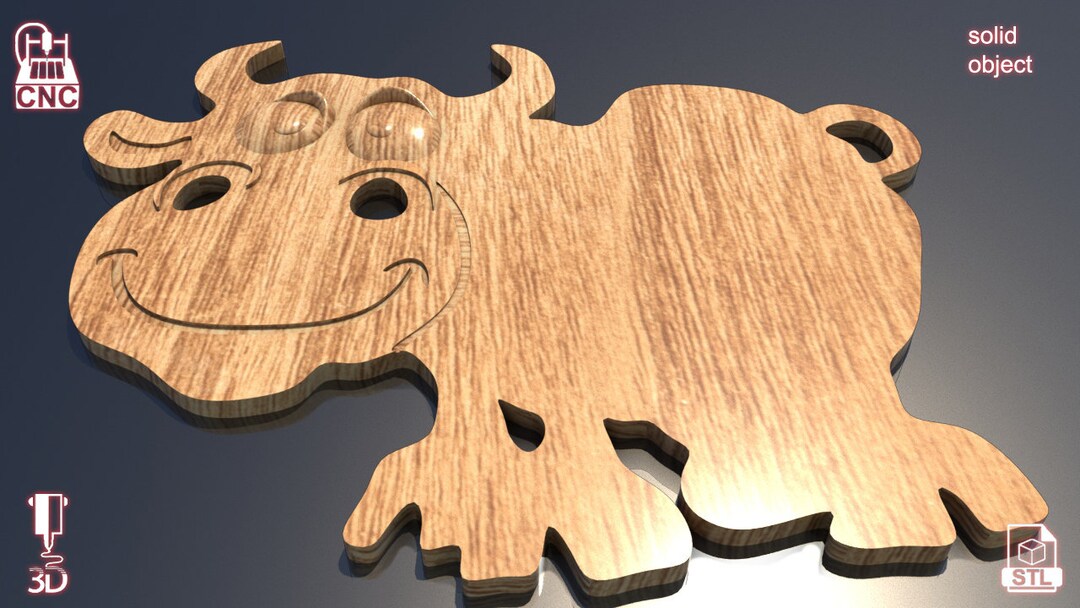 Cow Pattern Cutting Board or Chopping Board - CNC Files for Wood Anf 3D ...