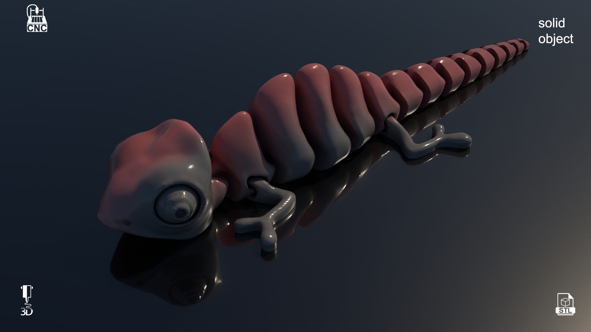 Flexible Chameleon Article Digital . STL File for 3dprinting ...