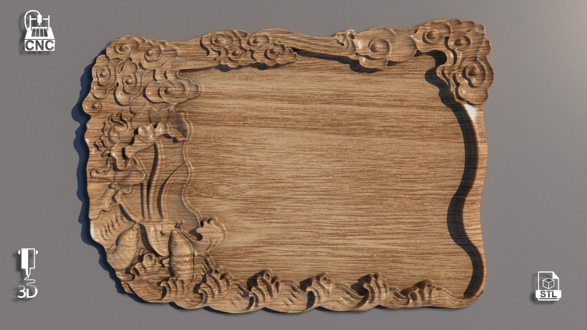 Tea Tray Lotus File Stl 3D Model for CNC and 3d Printer - Etsy