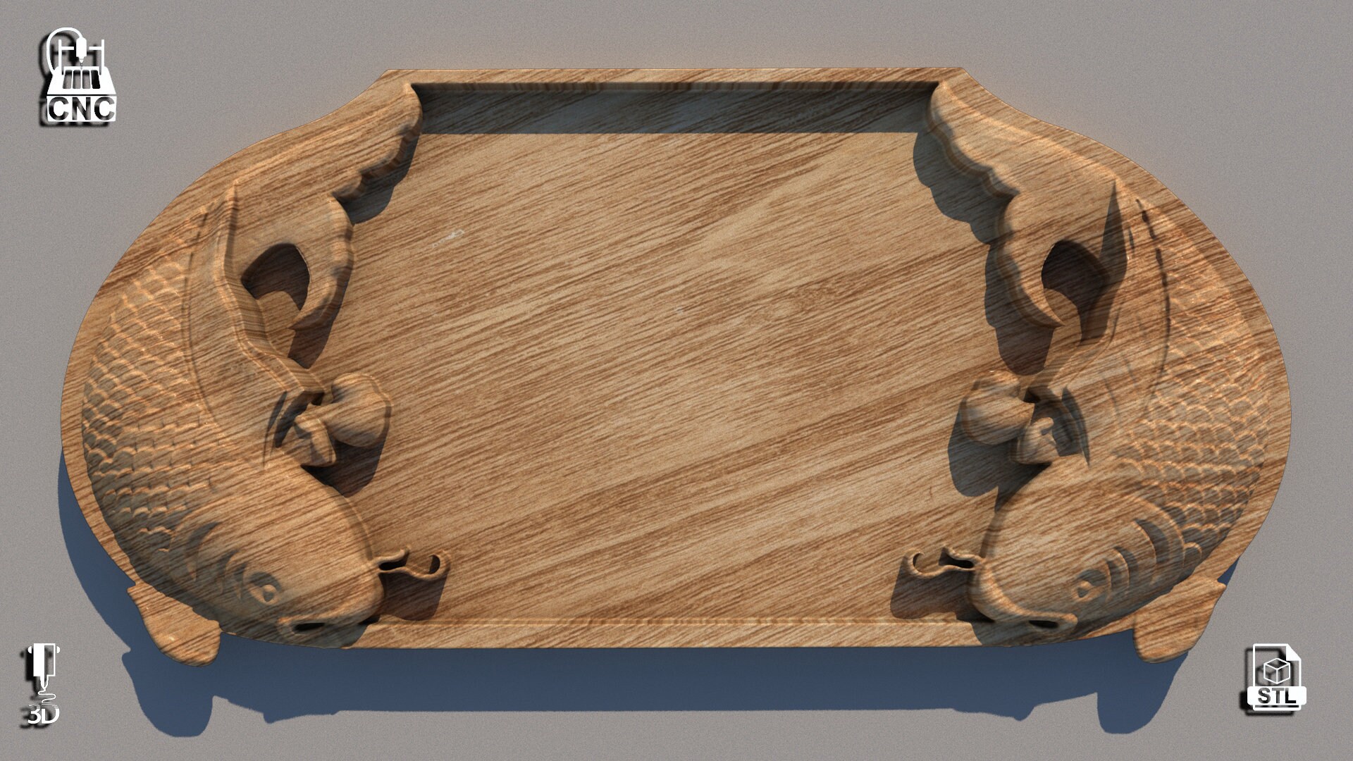 Tea Tray Fish Pattern,file Stl, 3D Model for CNC and 3d Printer - Etsy