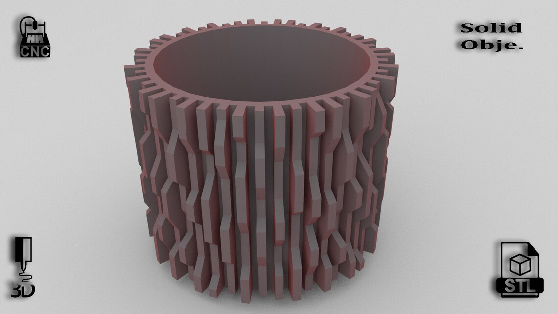 Techno_pot,planter,pot,file Stl, 3D Model for CNC and 3d Printer - Etsy