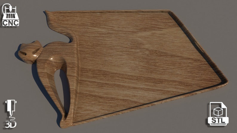 Tea Tray Cat File Stl 3D Model for CNC and 3d Printer - Etsy