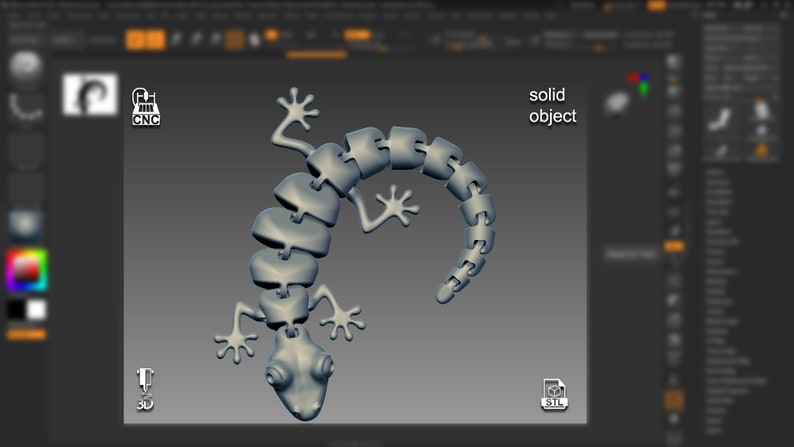 Flexible Lizard Digital .toy Flexi Print STL File for 3dprinting ...