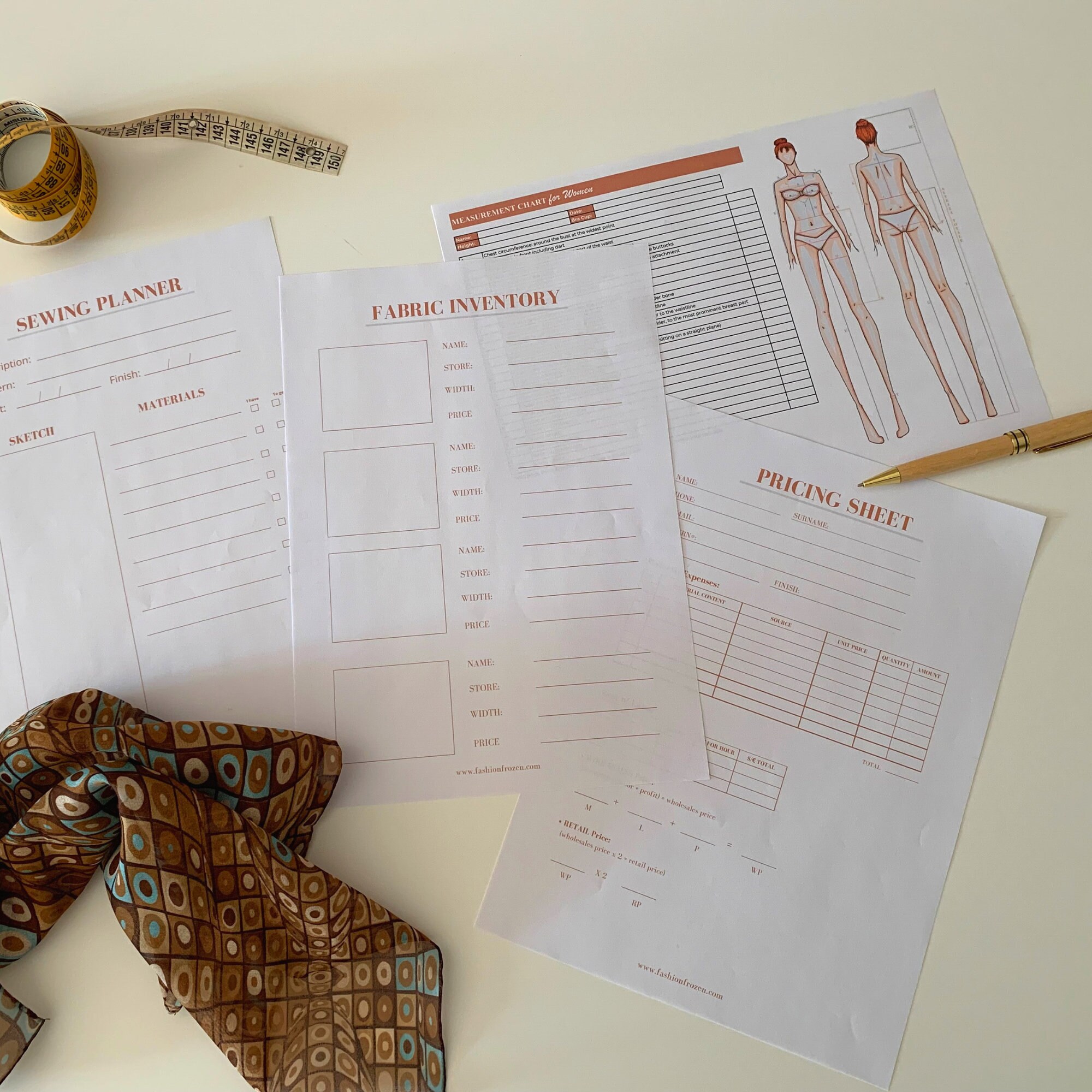 Printable Sewing Planner, PRINTABLE Women's Body Measurement Sheet ...