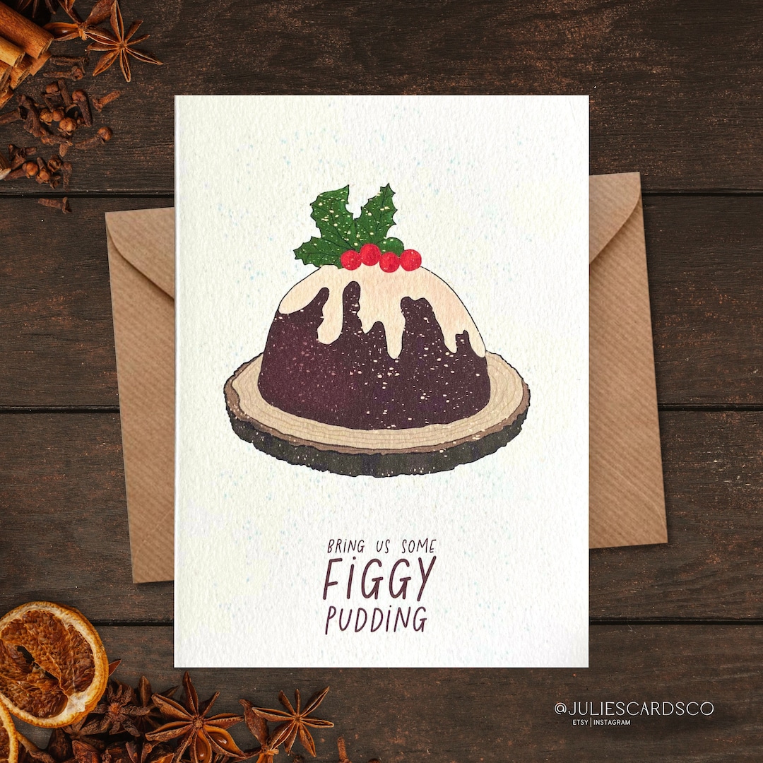 Figgy Pudding Christmas Card, Traditional, Classic, Fun, Christmas ...
