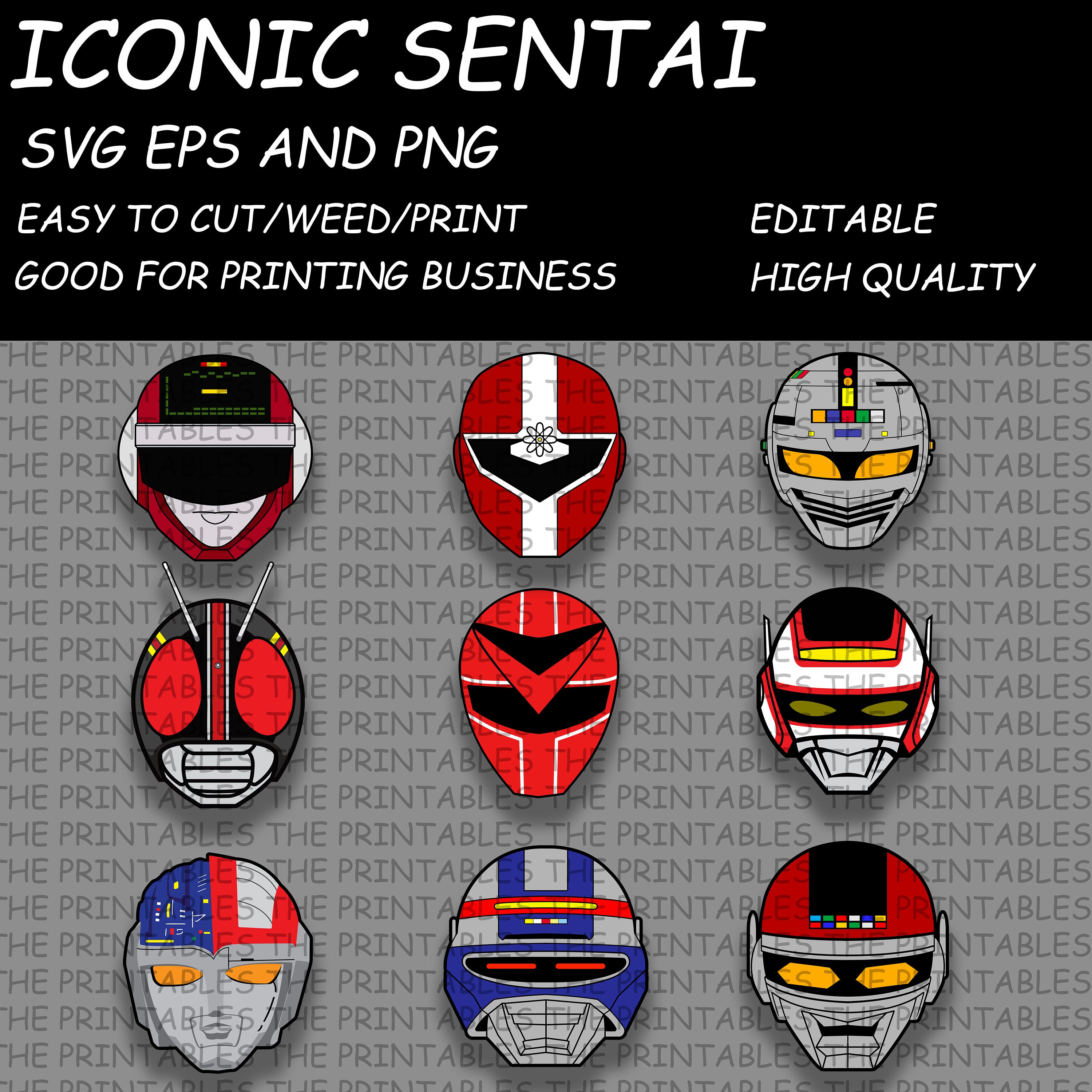Iconic Sentai Helmets SVG PNG: Editable Digital File - Etsy