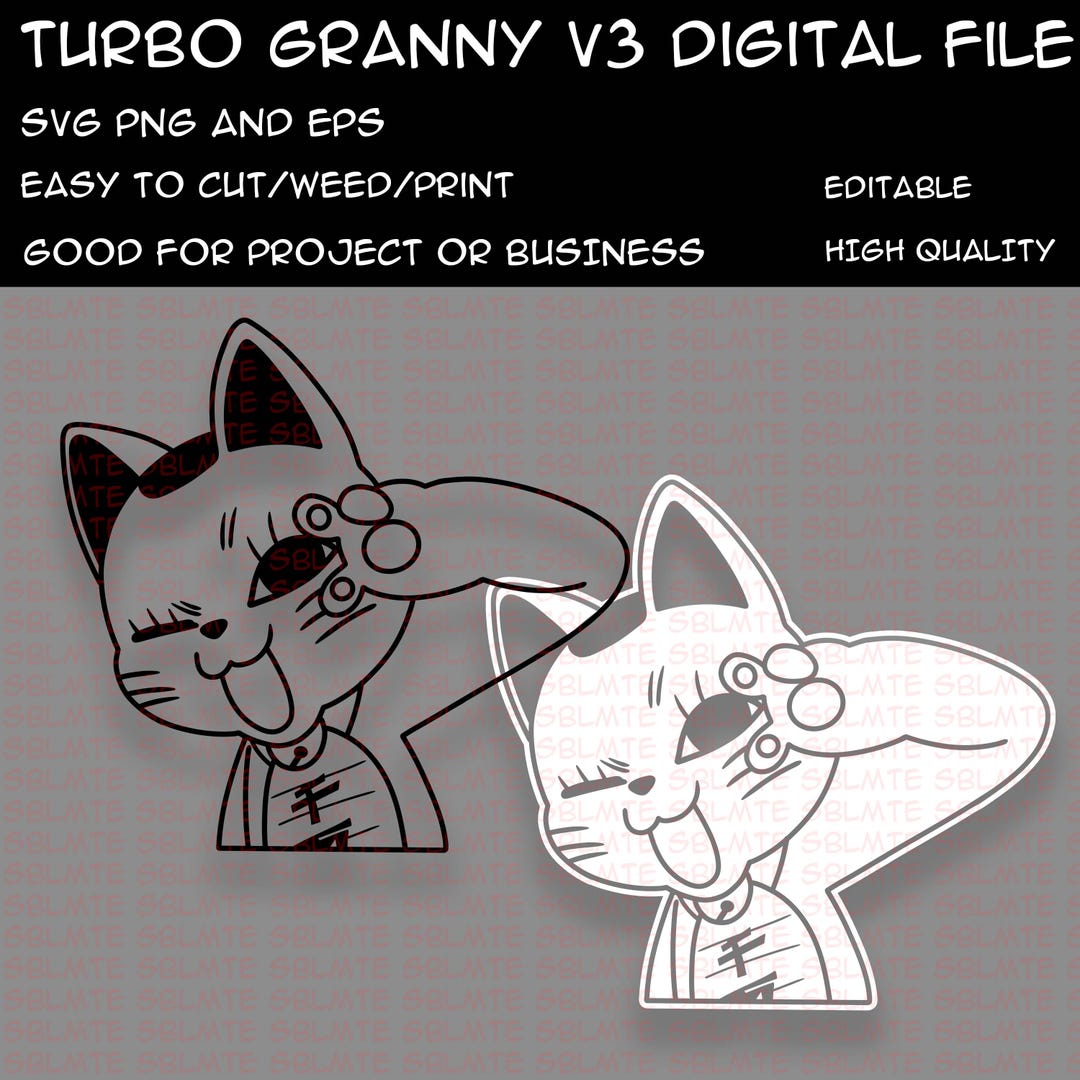 Turbo Cat Sticker and Shirt Design, Digital Files, Ready to Print and ...