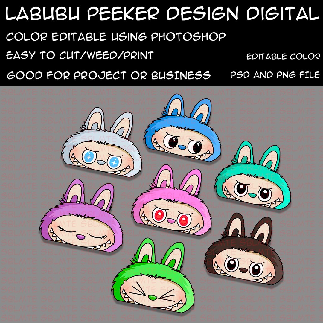 Labubu Peeker Sticker Design Digital File, Ready to Print and Cut - Etsy