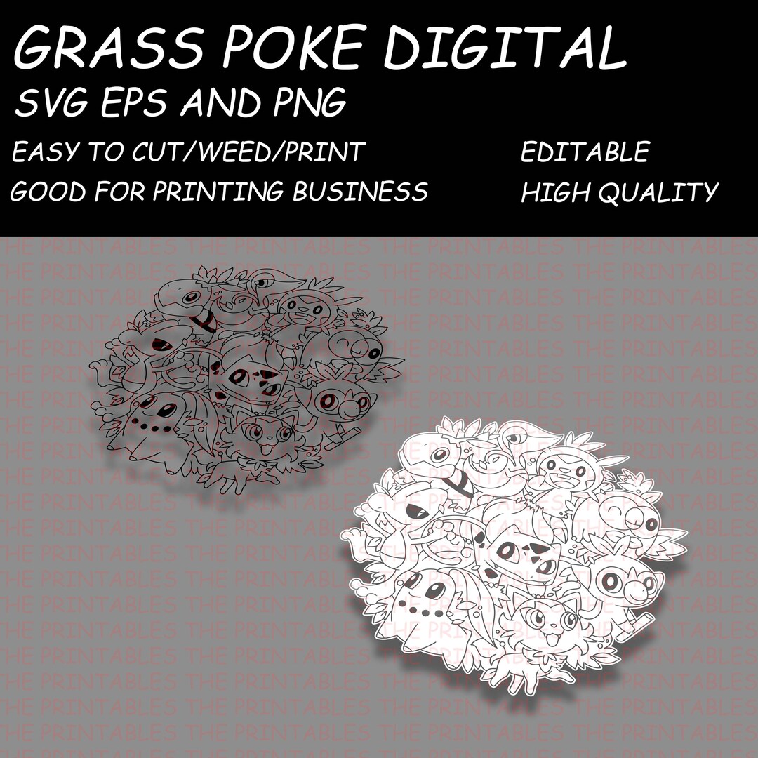 Grass Pocket Monster Digital File Anime Svg - Etsy