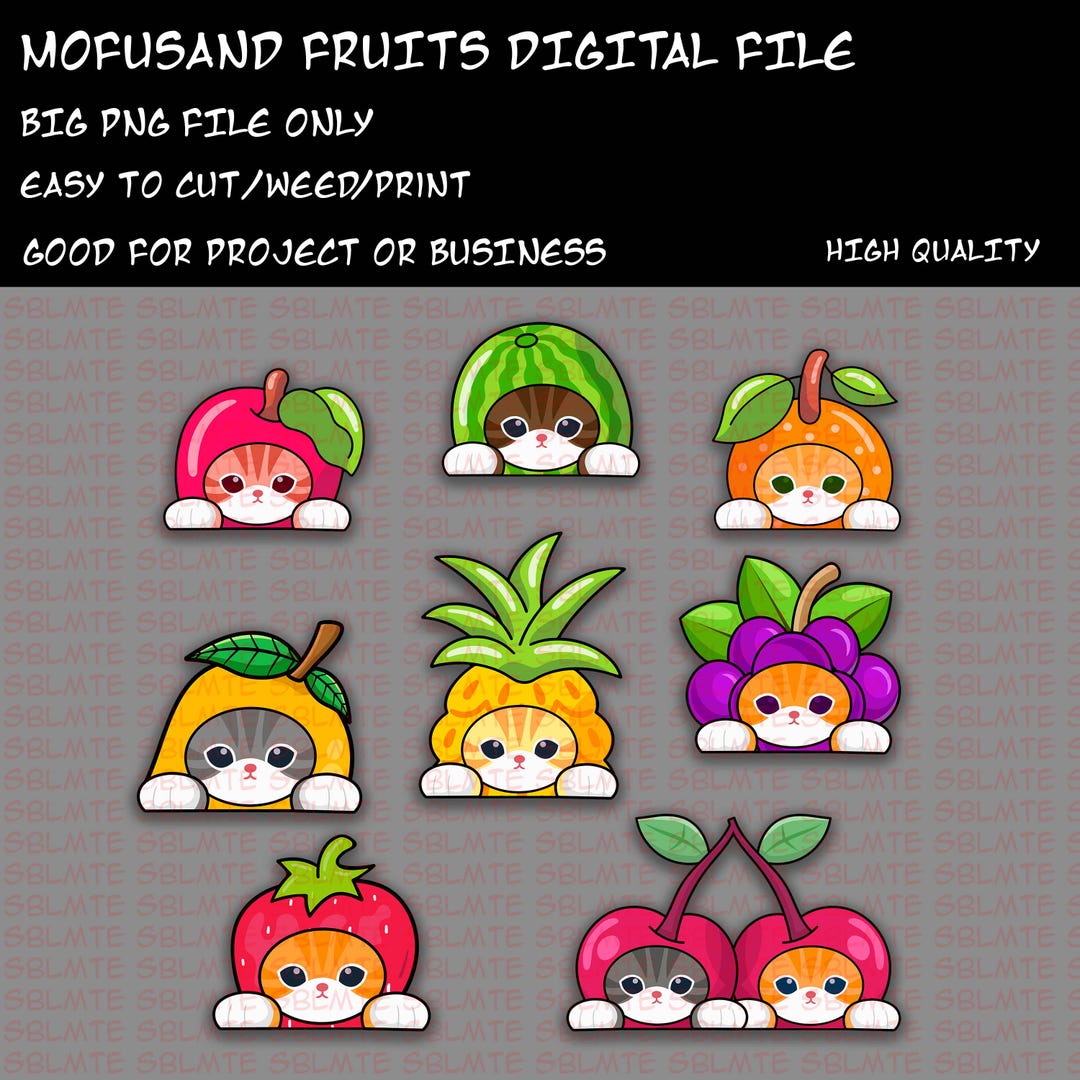 Mofusand Kawaii Fruits Design Digital File, Ready to Print and Cut - Etsy