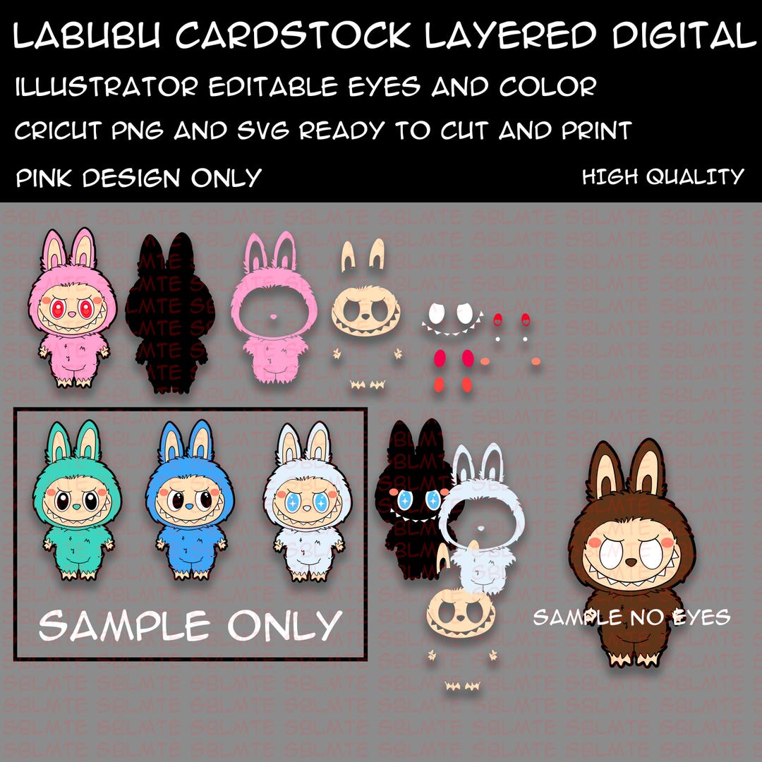 Labubu Design Digital File, Ready to Print and Cut, Svg and Png ...