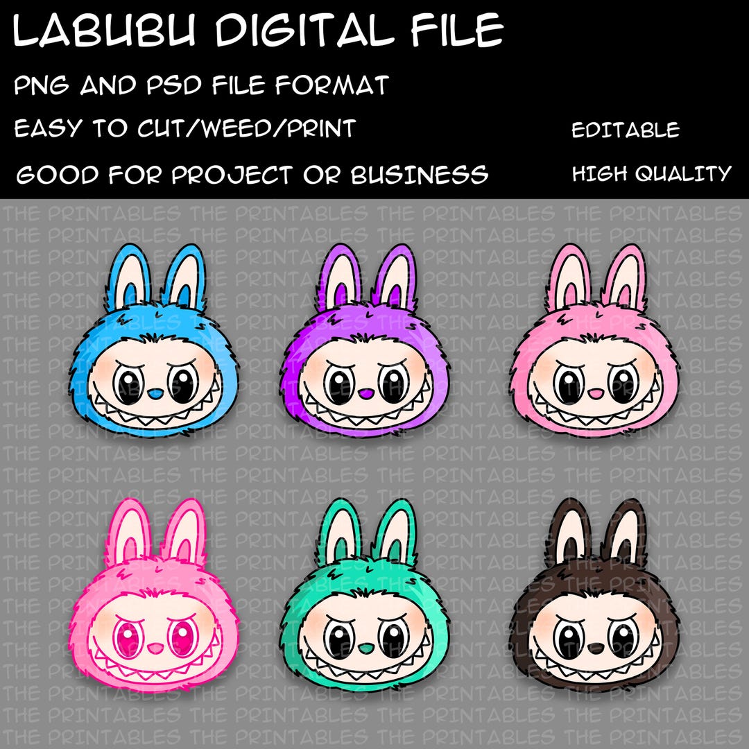 Labubu Face Design Digital File, Ready to Print and Cut, Svg and Png ...