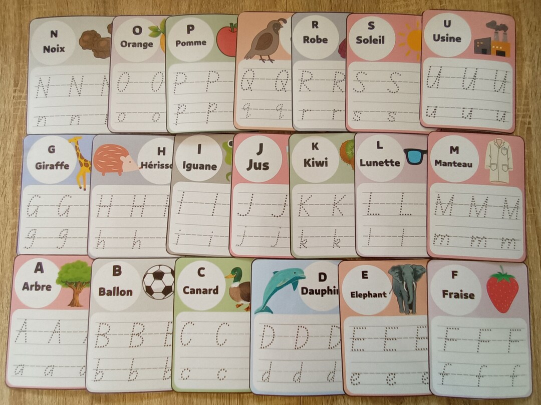 Printable Letter Writing Practice Cards in French, Learning for the ...