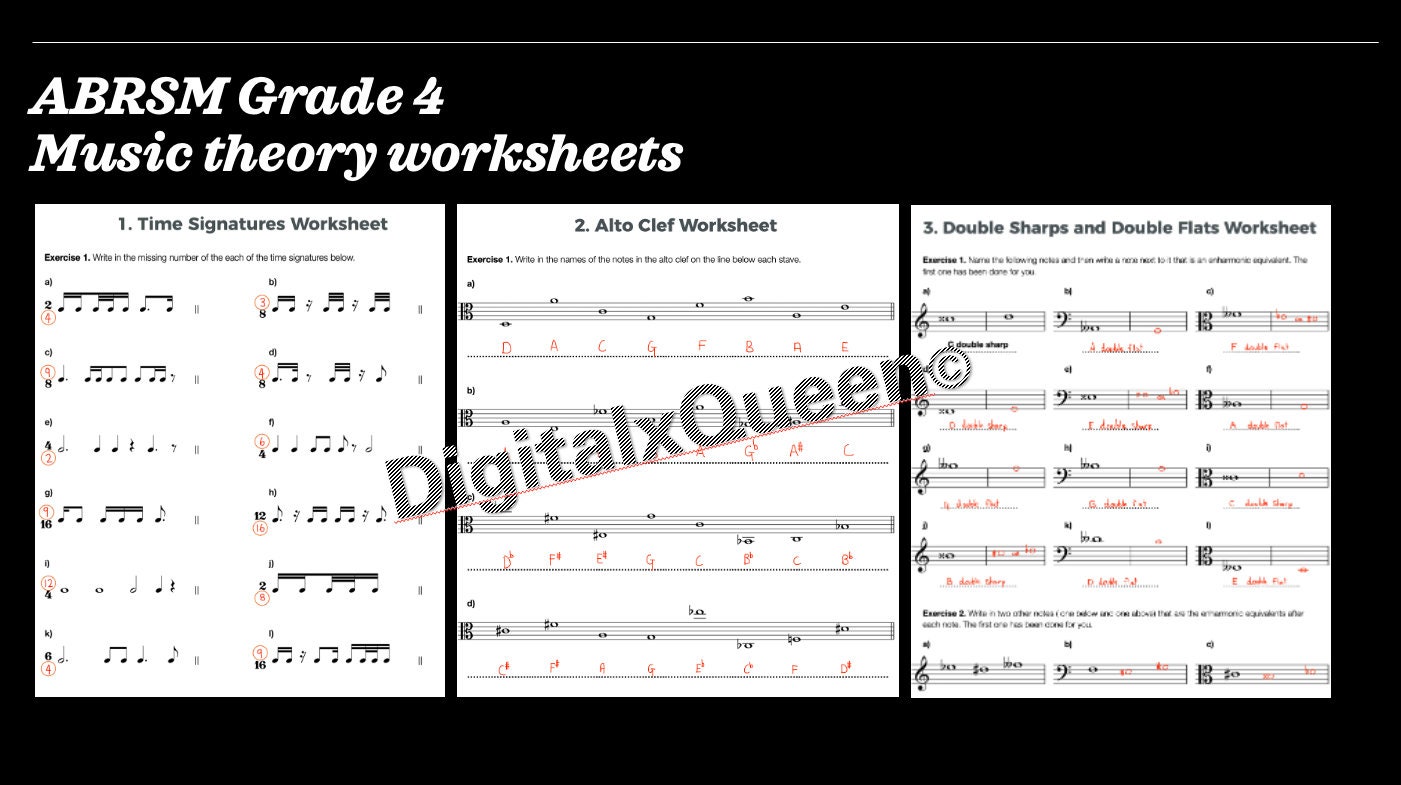ABRSM Music Theory Grade 4 Worksheets - Etsy