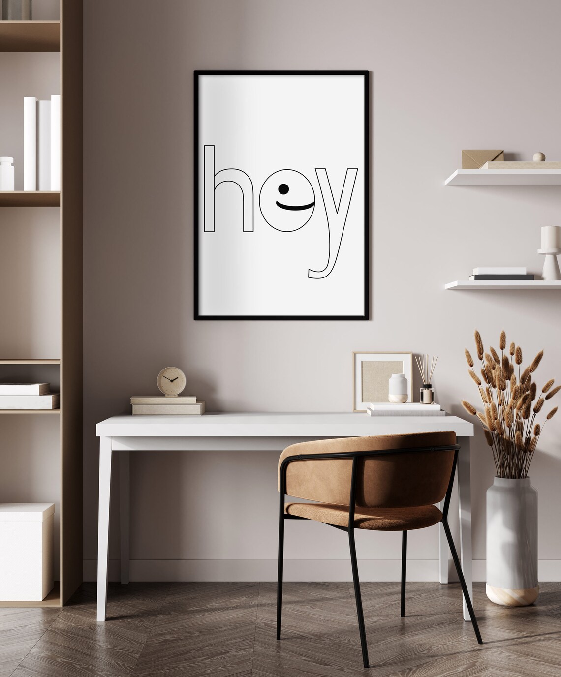 Hey Smiley Emoji Wall Art Poster, New Flat Inspiration, Cheerful ...