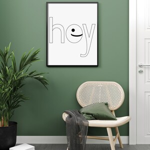 Hey Smiley Emoji Wall Art Poster, New Flat Inspiration, Cheerful ...