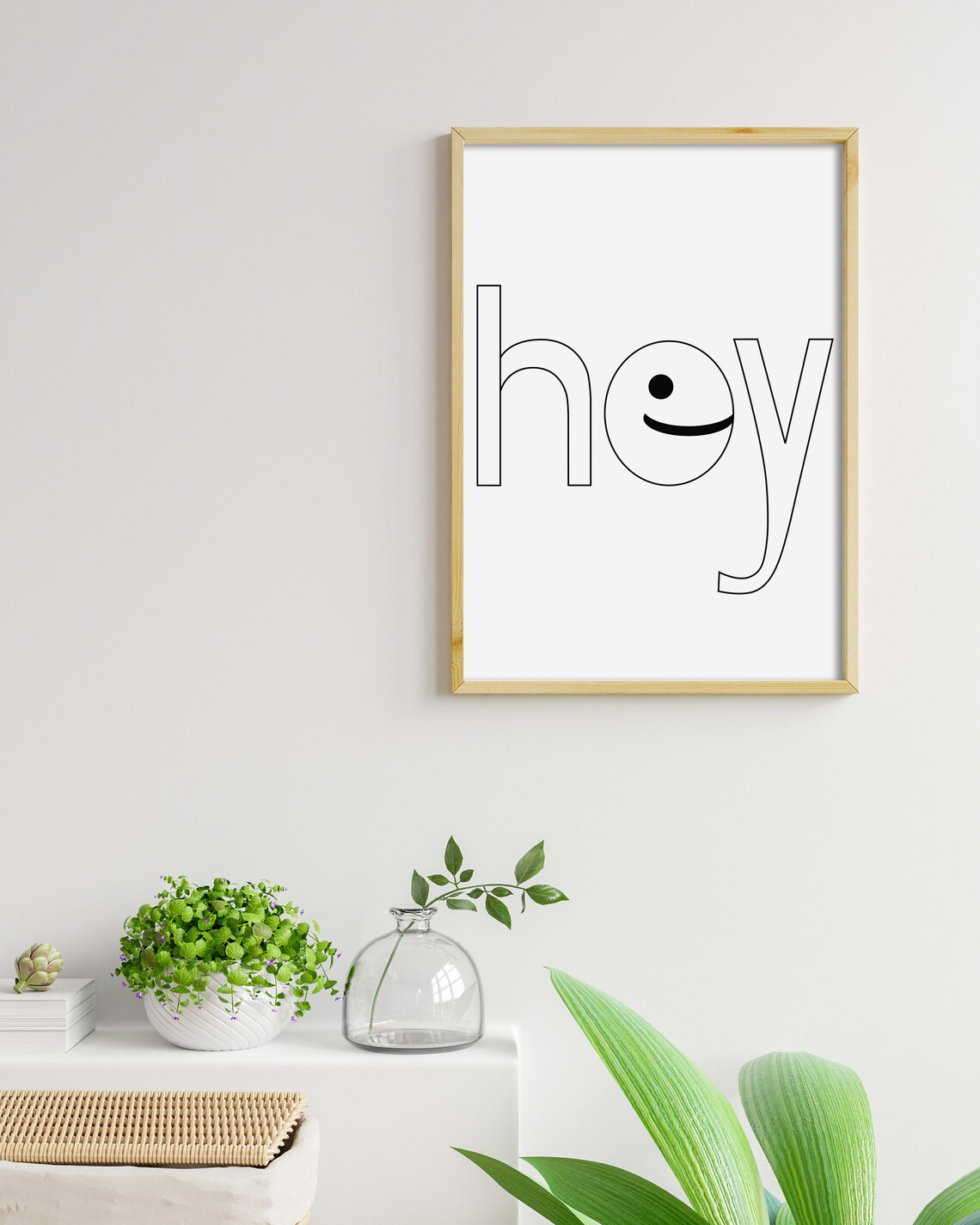 Hey Smiley Emoji Wall Art Poster, New Flat Inspiration, Cheerful ...