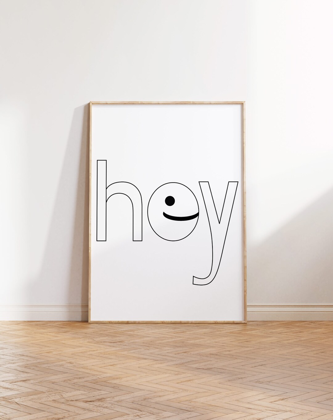Hey Smiley Emoji Wall Art Poster, New Flat Inspiration, Cheerful ...