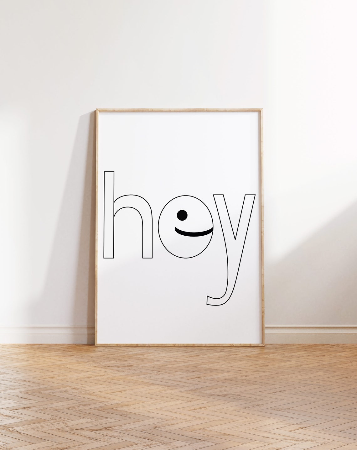 Hey Smiley Emoji Wall Art Poster, New Flat Inspiration, Cheerful ...