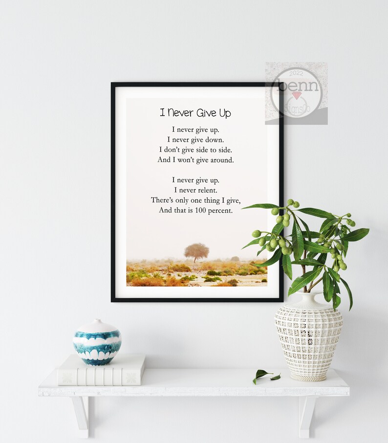 Don't Give up Poem Christian Inspirational Printable Poem Gift, Don't ...
