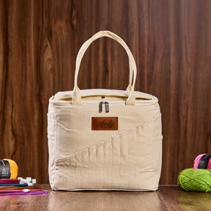 Personalization Canvas Knitting Bag, Gift for Knitter, Yarn Storage ...