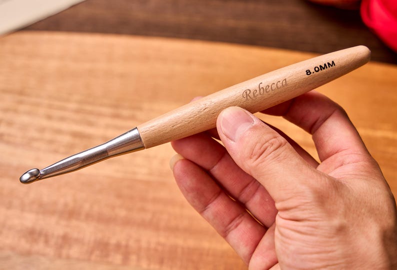 Customized Handle Crochet Hook With Logo or Name, Knitted Gift for Mom ...