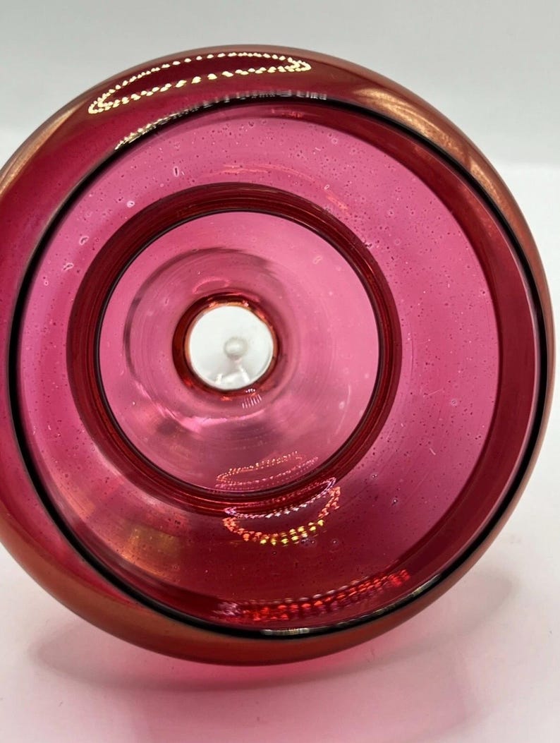 Vintage Ruby Red Glass Apothecary Jar - Etched Leaves - Lid & Pedestal ...