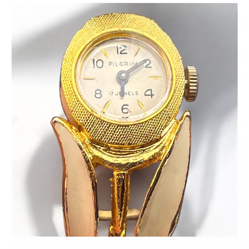 Vintage Pilgrim Hidden Dial Mechanical Watch – Enamel Tulip Band ...