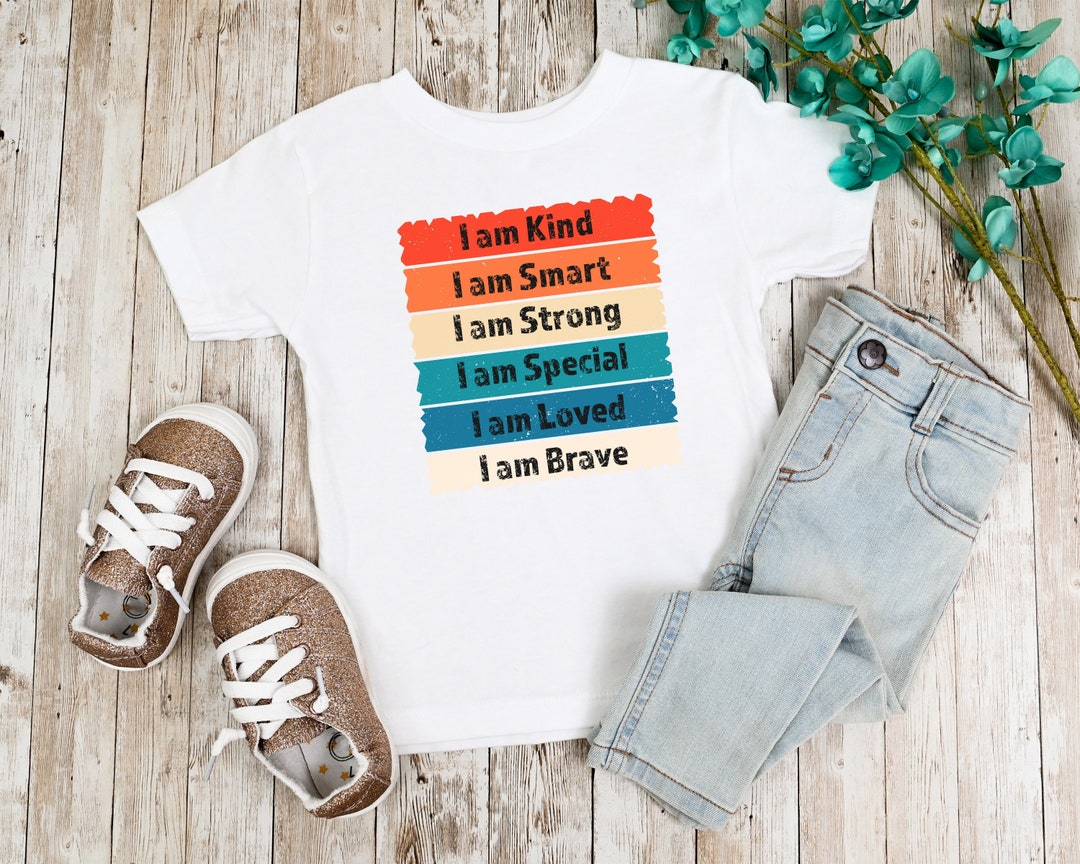 Affirmations for Kids Shirt, I Am Kind Smart Loved Boho T-shirt ...