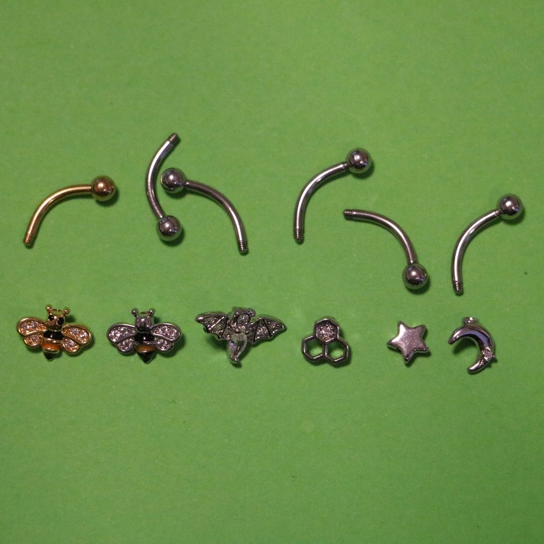 Curved Barbell Rook Earring: Star, Bee, Bat Charm - Etsy