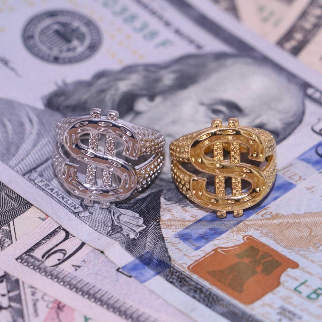 Sterling Silver Dollar Sign Ring: Adjustable Money Jewelry - Etsy