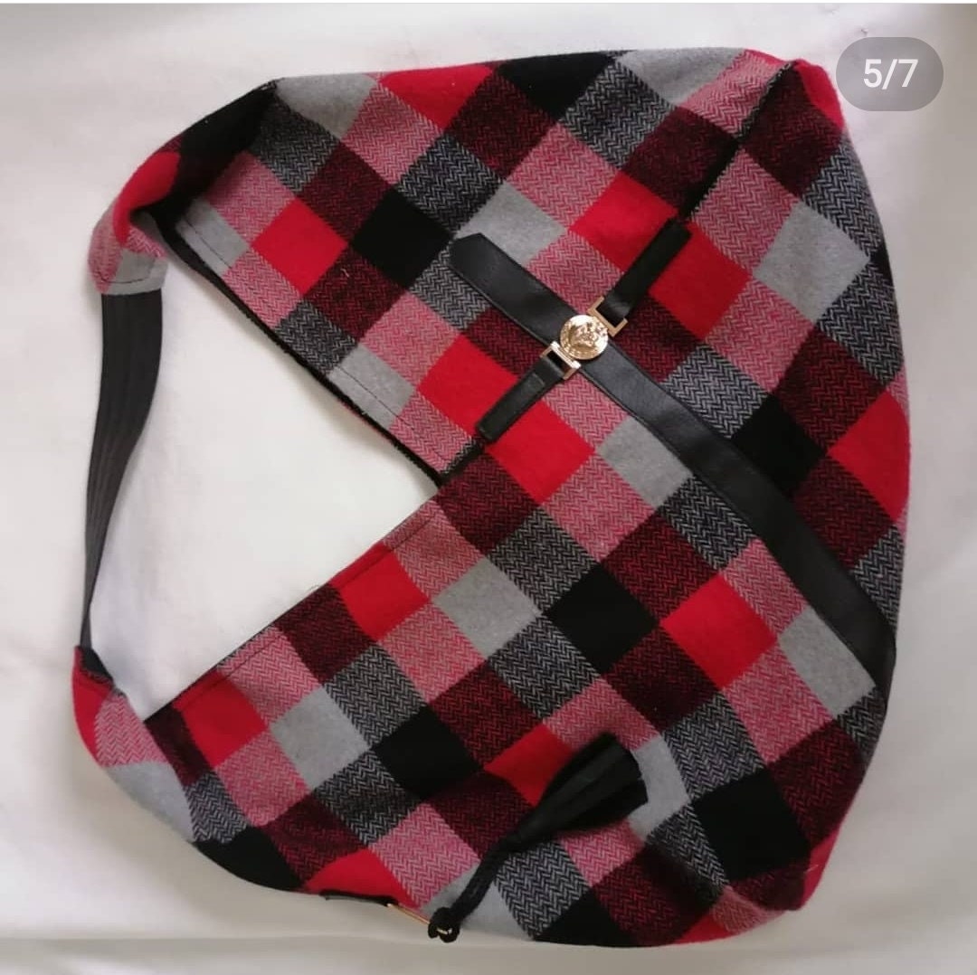 Origami Red Plaid Bag, Large Triangle Bag, Ladies Shoulder Bag, Hobo ...